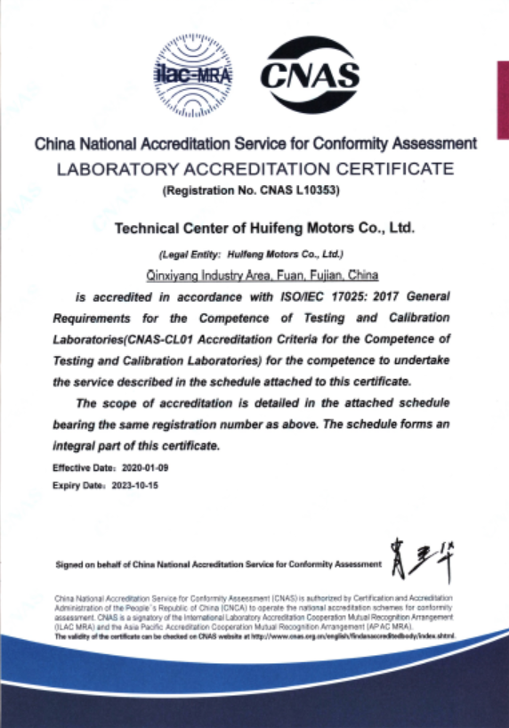 Testing Solutions - Huifeng Motors
